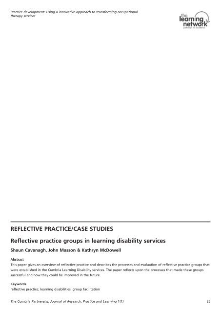 Reflective practice groups in learning disability services - Cumbria ...