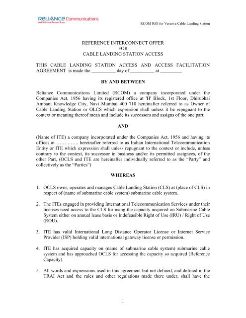 Carrier Services - Reliance Communications