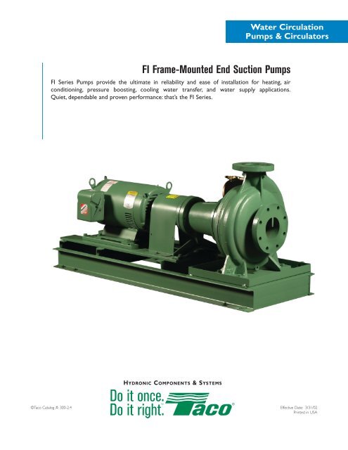 FI Frame-Mounted End Suction Pumps - Taco-Hvac