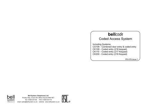 BellCode Manual - Chris Lewis Fire & Security