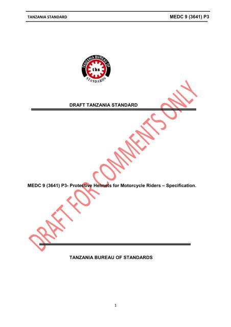draft tanzania standard - Tanzania Bureau of Standards
