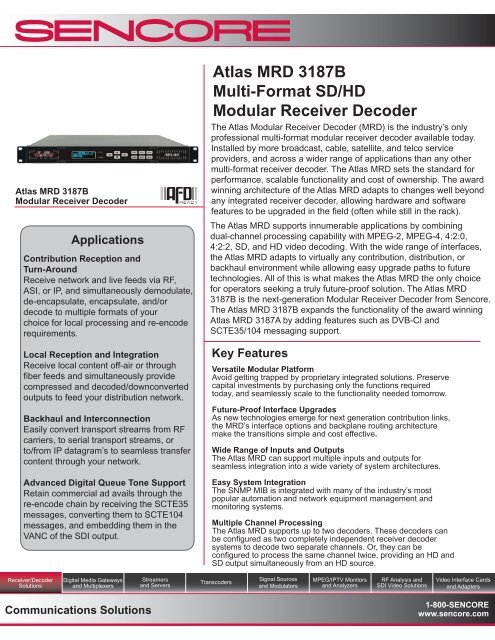Atlas MRD 3187B Multi-Format SD/HD Modular Receiver Decoder