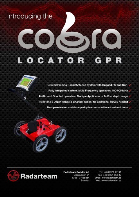 Download Brochure for Cobra GPR - Radarteam Sweden AB