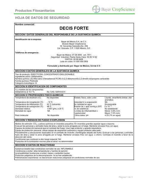 Decis Forte MSDS - Bayer CropScience Mexico