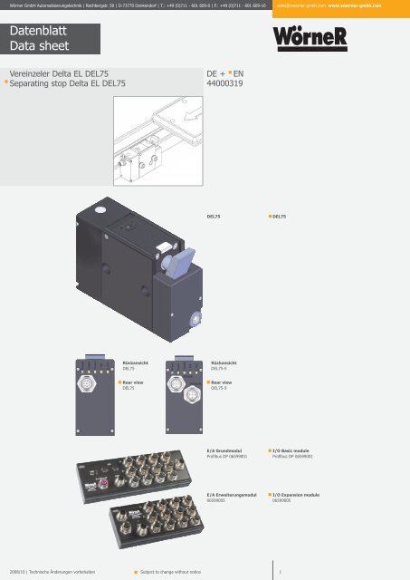 Datenblatt Data sheet - Wörner GmbH