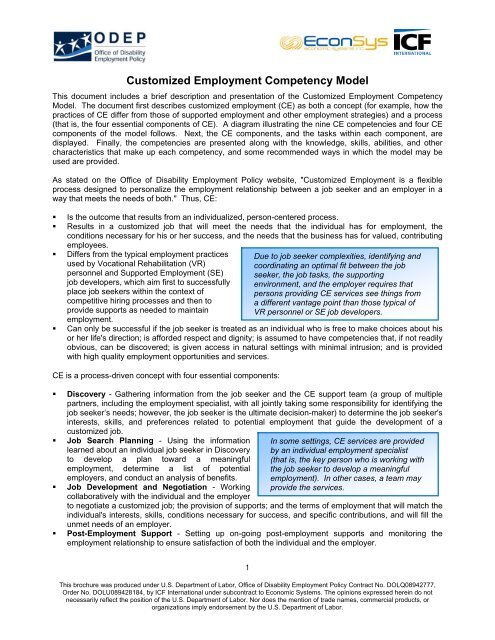 Customized Employment Competency Model
