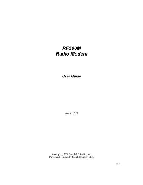 RF500M Radio Modem - Campbell Scientific