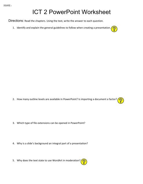PowerPoint Ch. 3 & 4 Worksheet