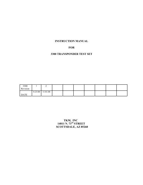 instruction manual for 3300 transponder test set - AvionTEq