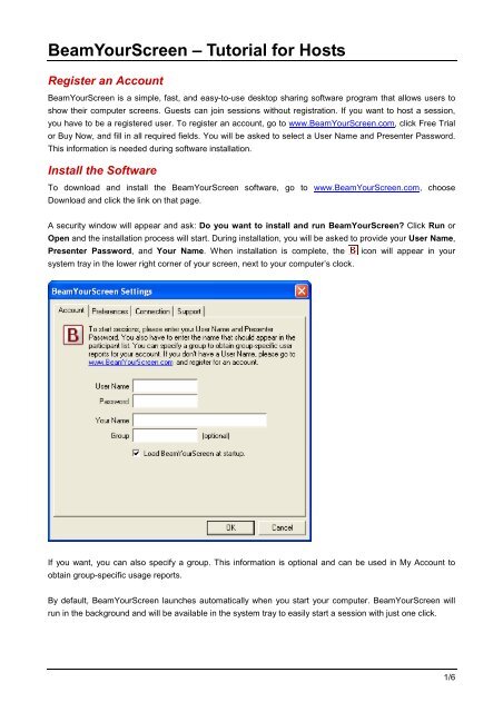 BeamYourScreen – Tutorial for Hosts