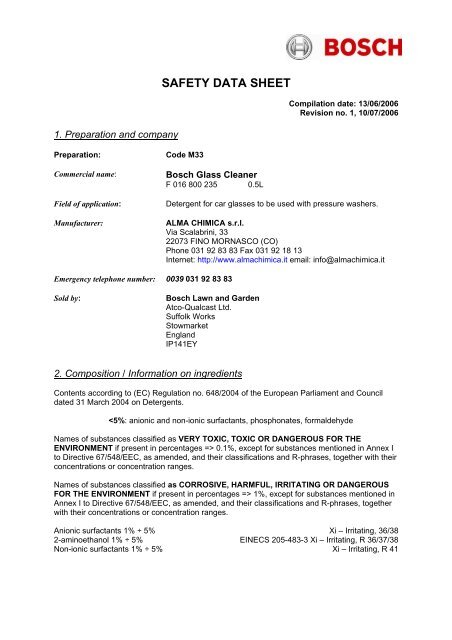 SAFETY DATA SHEET - Bosch