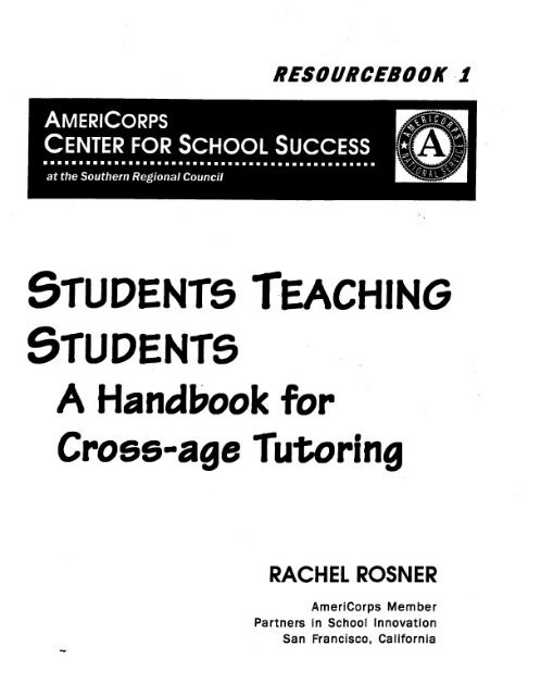 Cross Age Tutoring Handbook