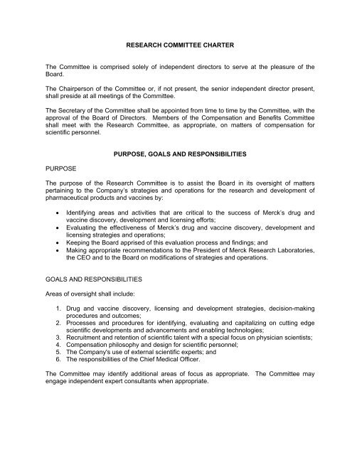 RESEARCH COMMITTEE CHARTER