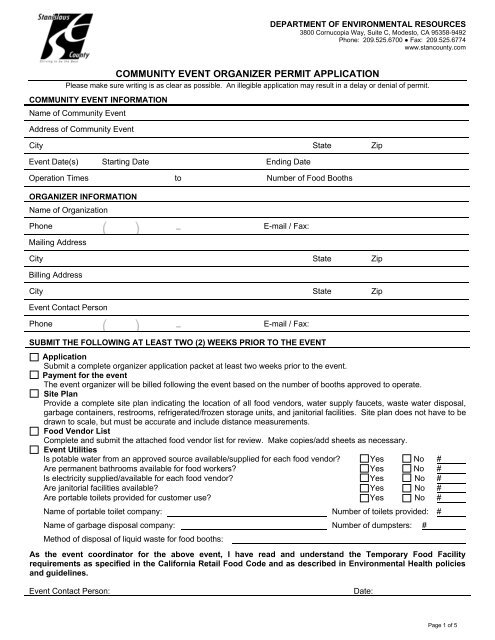 COMMUNITY EVENT ORGANIZER PERMIT APPLICATION