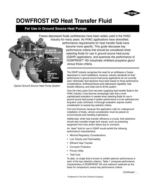 DOWFROST HD Heat Transfer Fluid For Use In - Hood Chemical