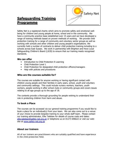 Safeguarding Training Programme - Safety Net