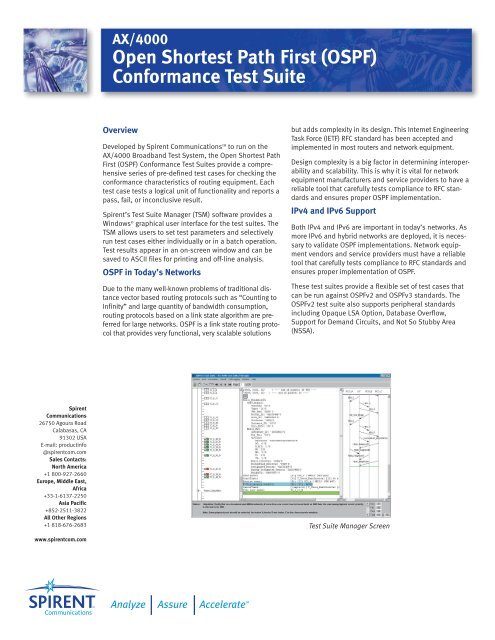 AX4000 OSPF Conformance Test Suite - Spirent Communications