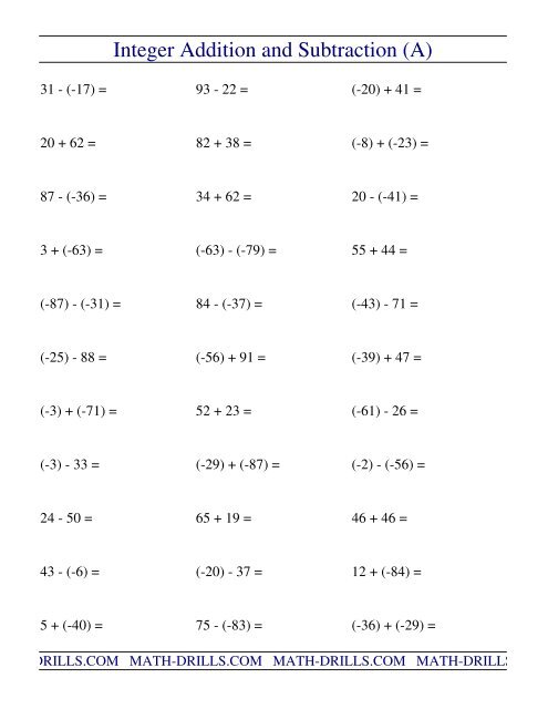 Integers- adding and subtracting 2.pdf - Mulholland Middle School