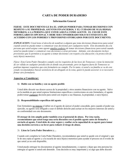 Carta de Poder Duradero - Información General