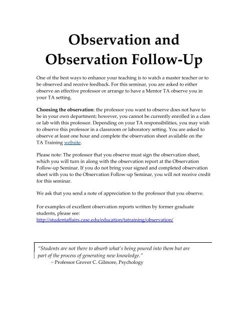 Observation and Observation Follow-Up