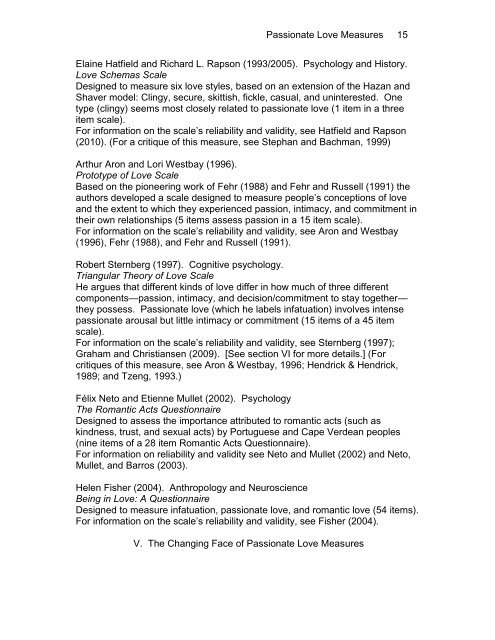 Passionate Love Measures