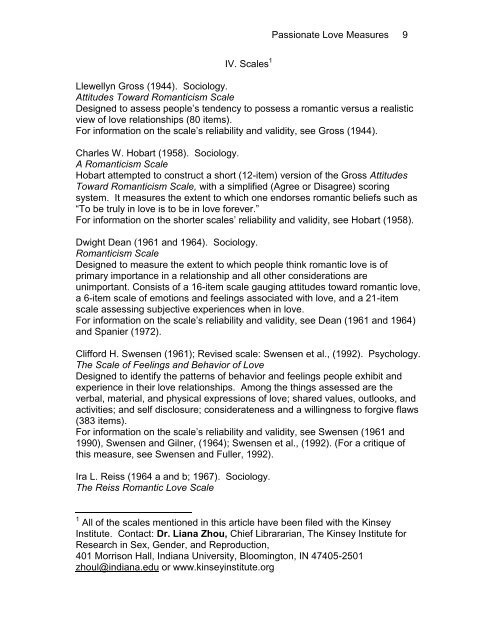 Passionate Love Measures