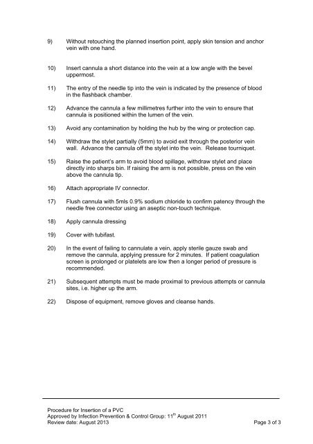 PROCEDURE FOR INSERTION O