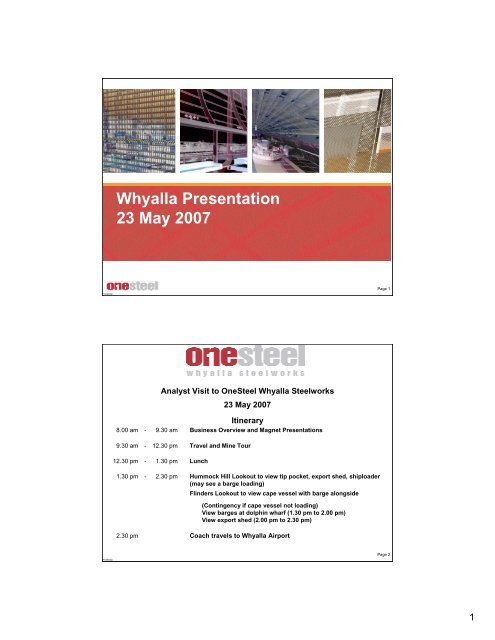 Whyalla Presentation 23 May 2007 - OneSteel