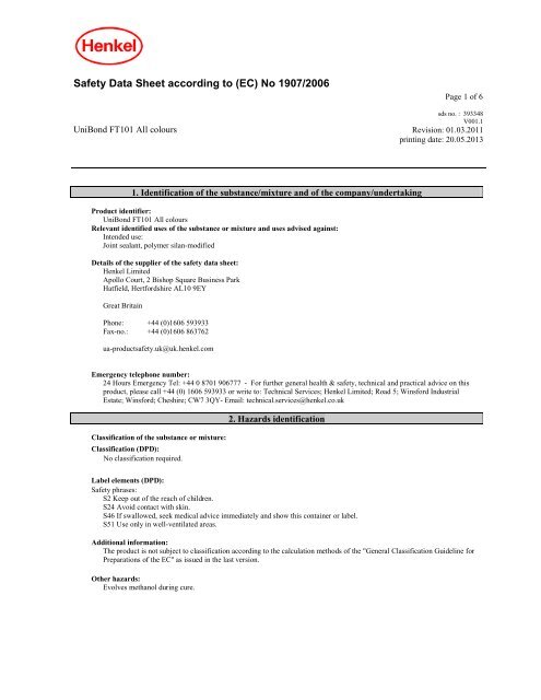 Safety Data Sheet according to (EC) No 1907/2006 - Travis Perkins