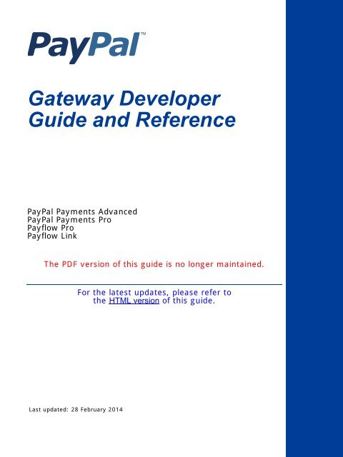 Payflow Gateway Developer Guide and Reference