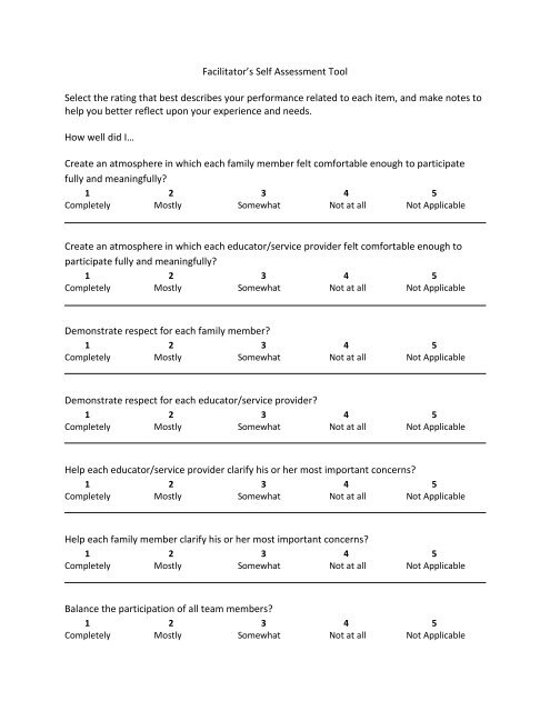 Facilitator s Self Assessment Tool pdf Direction Service facilitator-s-self-assessment-tool-pdf-direction-service