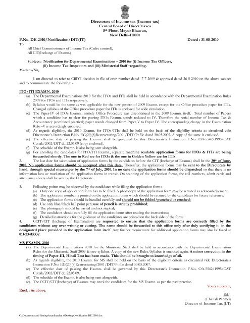 Notification - Income Tax Department