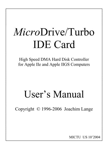 MicroDrive/Turbo IDE Card - The Ultimate Apple II Resource!