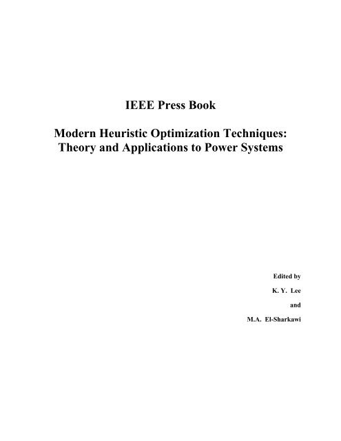 Ieee Press Book Modern Heuristic Optimization Techniques Theory