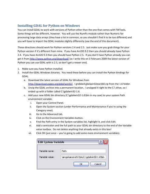 Installing Gdal For Python On Windows