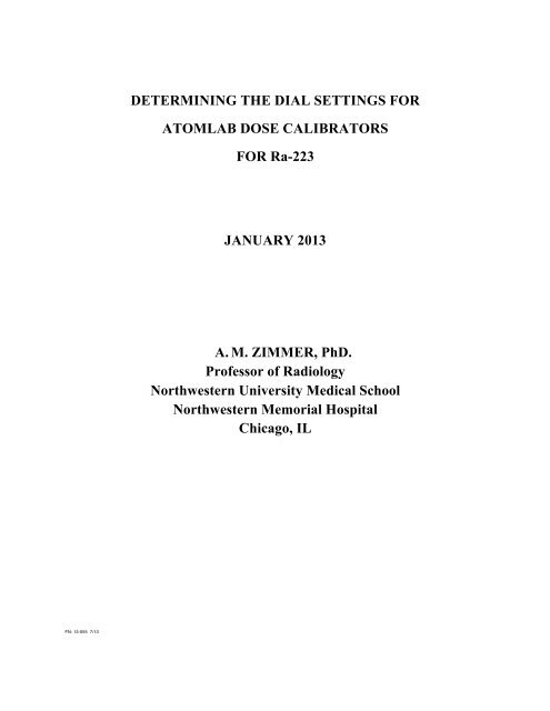 Determining the Dial Settings for Atomlab Dose Calibrators ... - Biodex