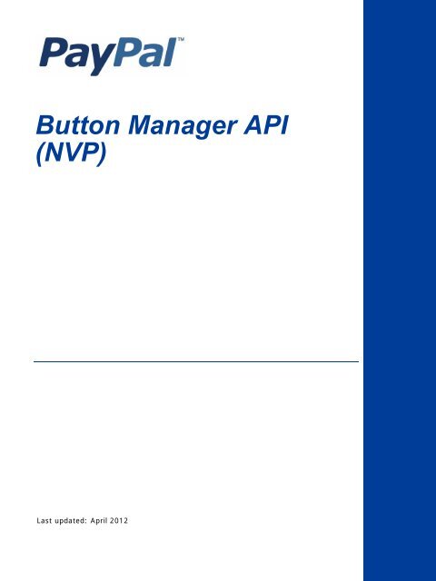 PayPal Button Manager API (NVP)