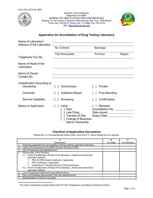 Application for Accreditation - DOH