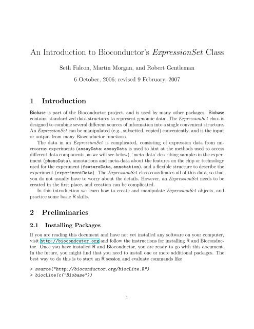 An Introduction To Bioconductors Expressionset Class