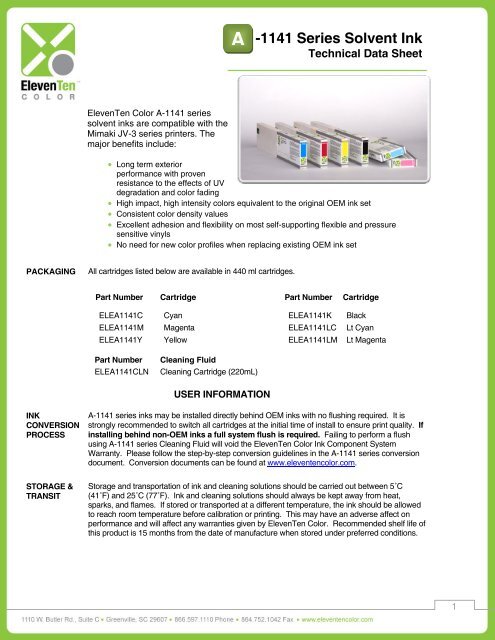 -1141 Series Solvent Ink