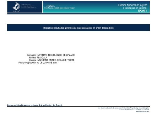 Examen Nacional de Ingreso EXANI-II a la Educación Superior