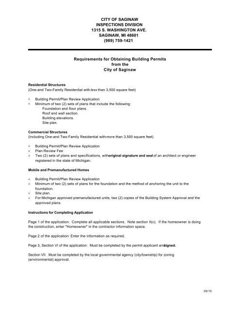 Building Permit - City of Saginaw MI