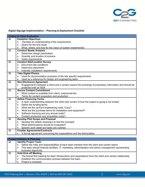 Digital Signage Implementation â Planning & Deployment ... - C2G