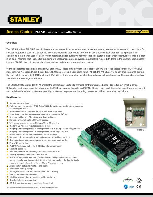 Access Control |PAC 512 Two-Door Controller Series - Stanley PAC