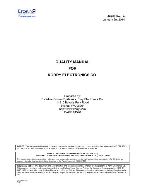 Korry Quality Manual (46902) - Esterline