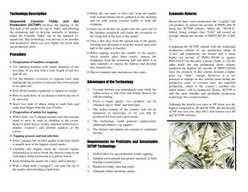 Sequential Coconut Toddy and Nut Production Technology