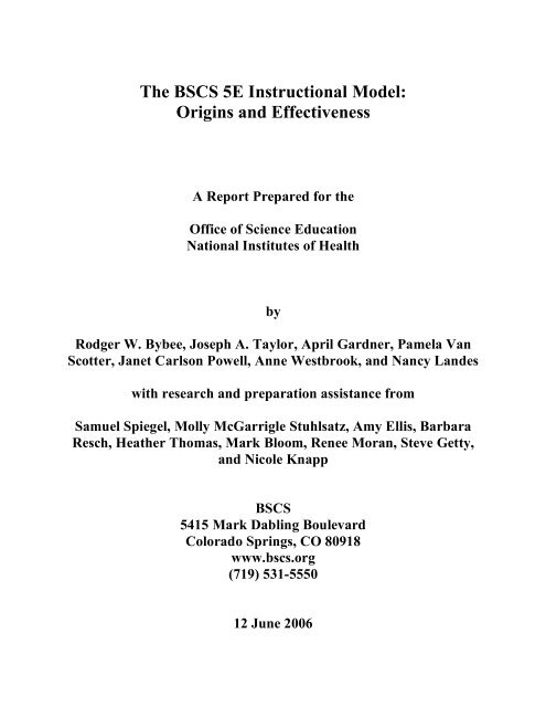 The BSCS 5E Instructional Model - NIH Office of Science Education ...