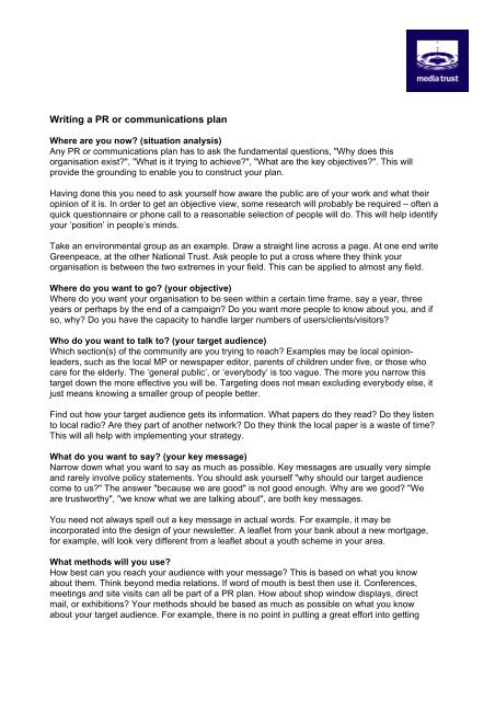 Writing a PR or communications plan - Nicva