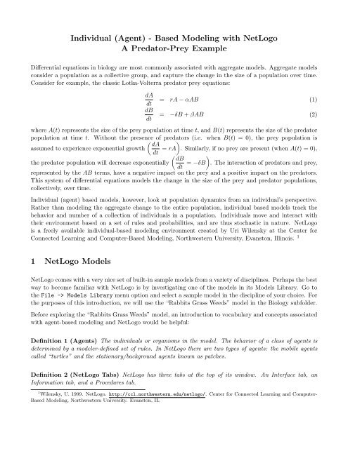 Individual (Agent) - Based Modeling with NetLogo A ... - Shodor
