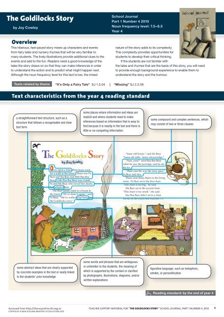 The Goldilocks story - School Journal Part 1 ... - Literacy Online